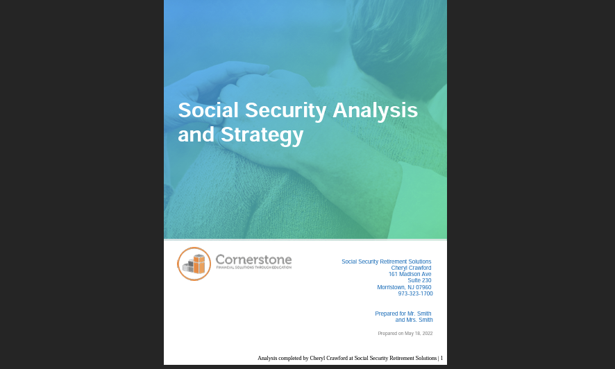 Sample Social Security Report - Cornerstone Financial Associates