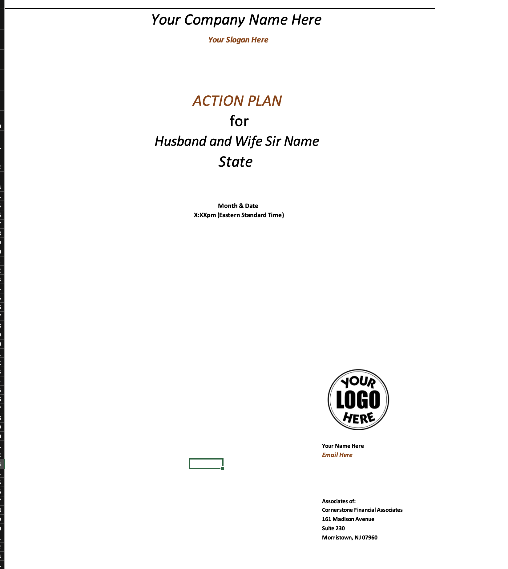 Retirement Action Plan Template - Cornerstone Financial Associates